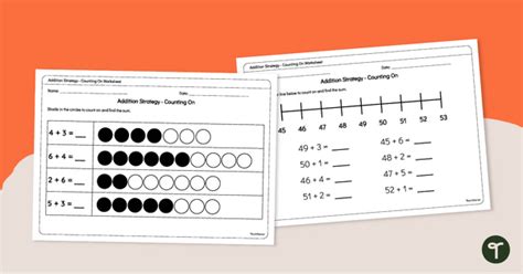 Addition Strategy Counting On Worksheet Teach Starter