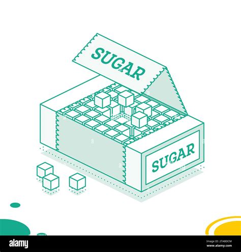 Isometric Sugar Cubes In Box Outline Icon Isolated On White Background Vector Illustration