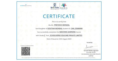 Preyoshi Mondal On Linkedin Successfully Completed The Machine Learning Training From Internshala