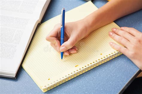 Hands With Pen Writing On Notebook Stock Image Image Of Hand Notebook 55746025