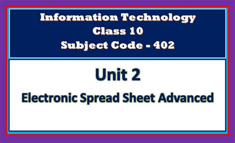 Electronic Spreadsheet Class 10 Comprehensive Reference Guide