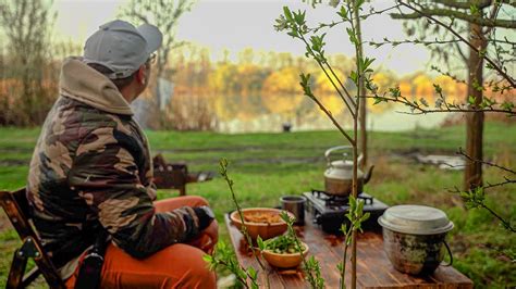 Ночёвка в лесу у реки Тихая рыбалка у костра с вкусным ужином АСМР Youtube