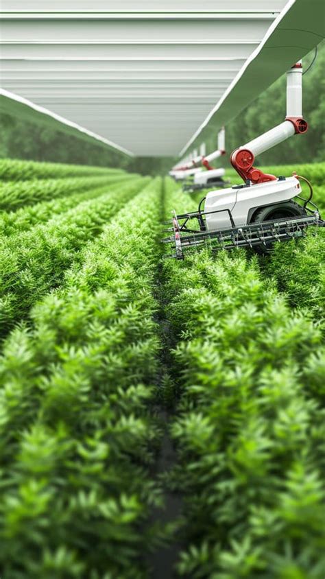 Precision Agriculture Smart Robotic Farmers Illustrate Advanced Farm Automation Technology Stock