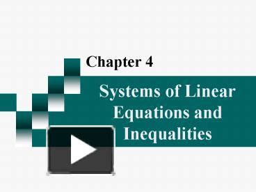 Systems Of Linear Equations And Inequalities Presentation Free To View
