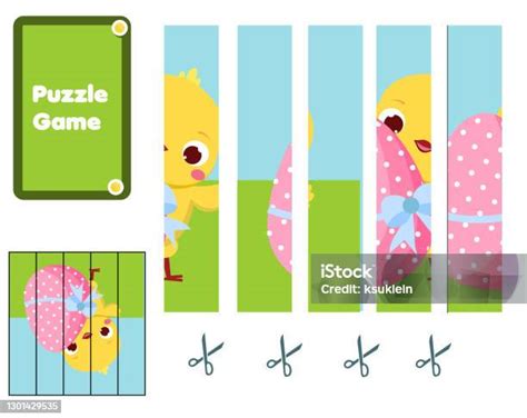 계란을 곁들인 닭고기 유아를위한 퍼즐 조각을 잘라 그림을 완료합니다 어린이를위한 부활절 테마 게임 0명에 대한 스톡 벡터 아트 및 기타 이미지 Istock