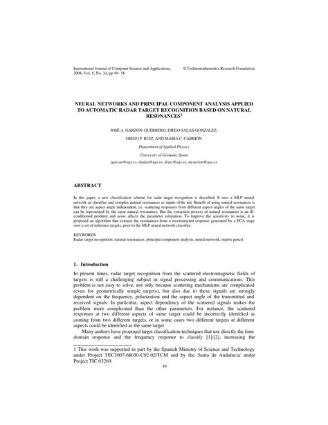 pdf neural networks and principal component analysis applied to
