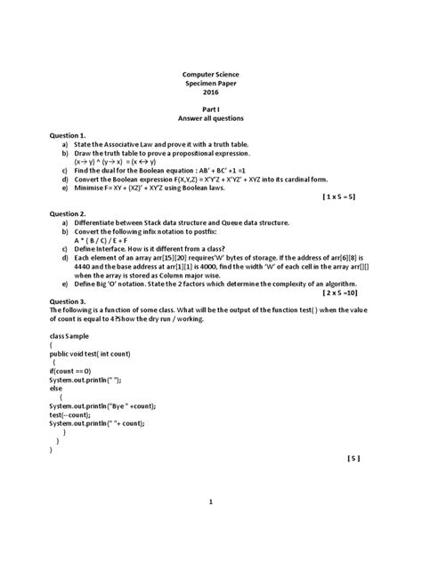 2016 Isctheoryspecimen Pdf Programming Constructor Object