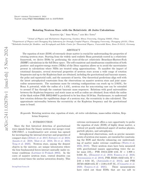 Pdf Rotating Neutron Stars With The Relativistic Ab Initio Calculations