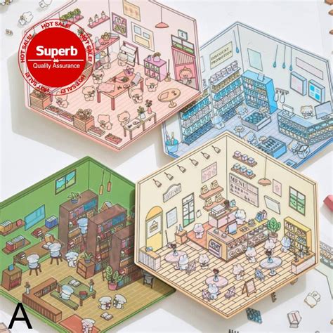 ชุดการ์ตูนฉากขนาดเล็ก 3d สติ๊กเกอร์ภูมิทัศน์ Diy ฉากห้องโดยสารซ้อนและวาง S9t4 Shopee Thailand