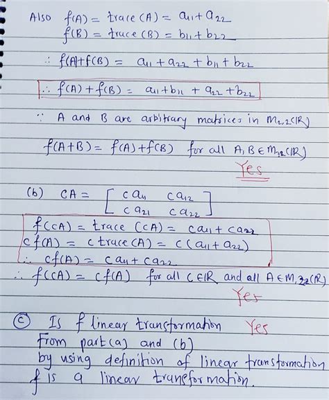 Solved Let Mnnr Denote The Vector Space Of N×n Matrices With Real