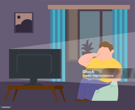 중독을 먹는다 뚱뚱한 남자는 의자에 앉아 패스트 푸드를 먹는다 비만의 개념 Binge 섭식 장애 플랫 만화 벡터 일러스트레이션 과체중에 대한 스톡 벡터 아트 및 기타 이미지