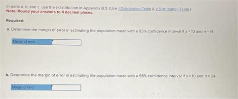 Solved In Parts A B And C Use The T Distribution In Chegg Com