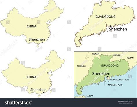 Shenzhen City Location On Map China Stock Vector Royalty Free