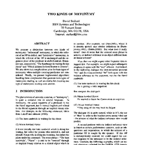 Two Kinds Of Metonymy Acl Anthology