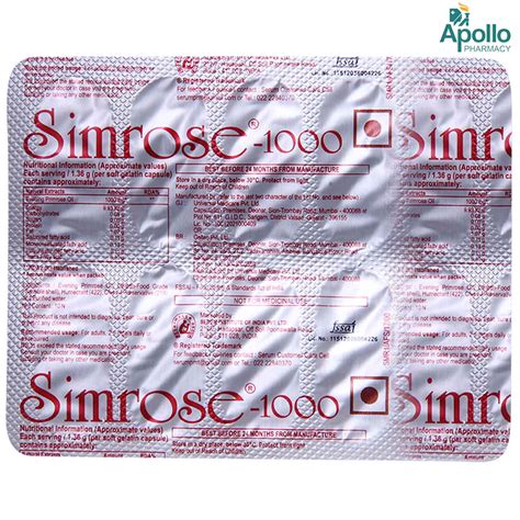 Simrose 1000mg Capsule Price Uses Side Effects Composition Apollo