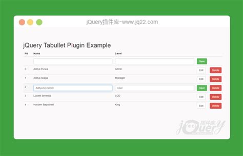 Jquery表格数据增删改插件tabulletjs