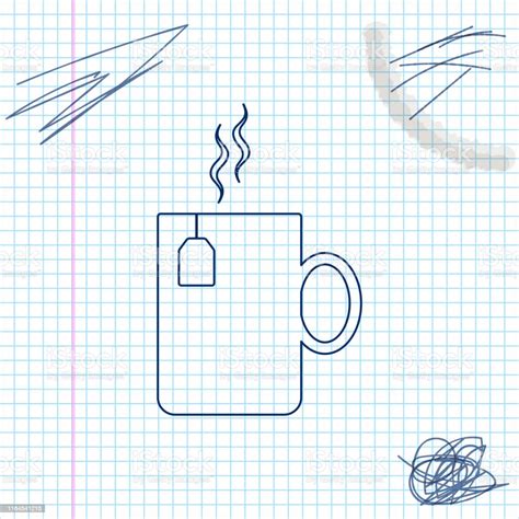 흰색 배경에 고립 된 티백 라인 스케치 아이콘이있는 차 한 잔 벡터 일러스트레이션 0명에 대한 스톡 벡터 아트 및 기타 이미지