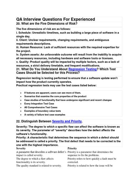 Qa Interview Questions For Experienced Pdf