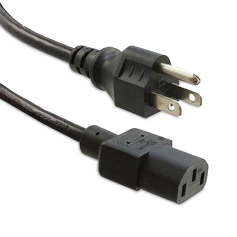 Power Cable Nema 5 15p To C13 14awg 15a 250v Black 18m 6ft