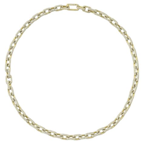 Pomellato Sabbia Yellow Gold Brown Diamond Pave Link Necklace At