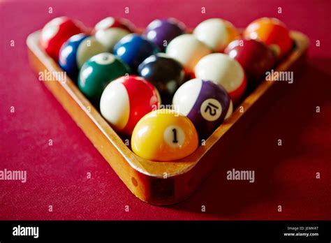 Balls Arranged On Pool Table Stock Photo Alamy