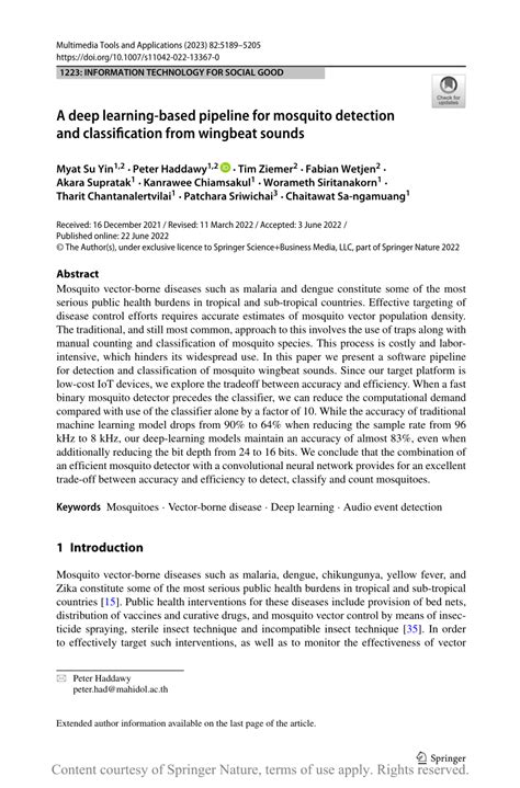 A Deep Learning Based Pipeline For Mosquito Detection And Classification From Wingbeat Sounds