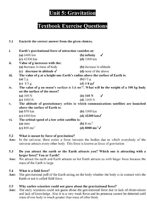Solution Class 9th Physics Notes Chapter 5 Gravitation Studypool