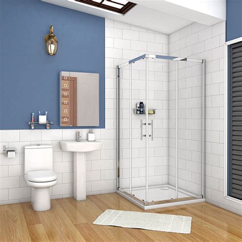 Shower Enclosure Double Sliding Door Corner Entry — Aica Bathrooms