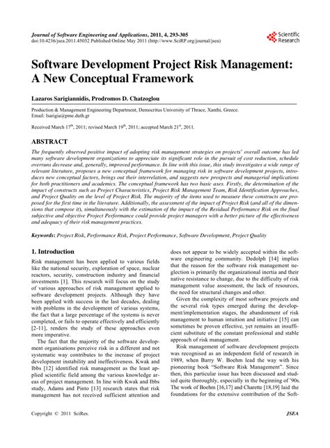Pdf Software Development Project Risk Management A New Conceptual Framework