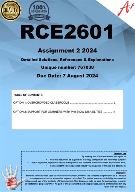 Rce2601 Assignment 2 Option 1 And 2 Complete Answers 2024 767038 Rce2601 Assignment 2 Option 1 And 2 Complete Answers 2024 767038