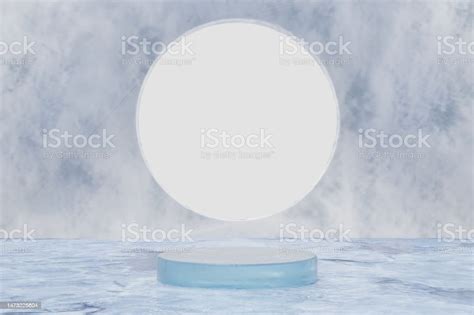 Abstact 3d 렌더링 배경 얼음 바닥 배경의 얼음 연단 제품 디스플레이 광고 화장품 등을 위한 얼음 아치 둥근 문 0명에 대한 스톡 사진 및 기타 이미지 Istock