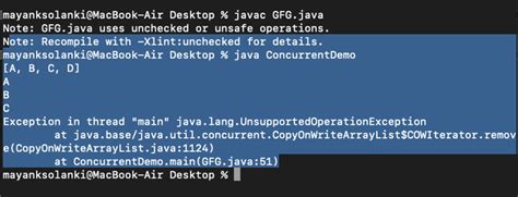 copyonwritearrayset in java geeksforgeeks