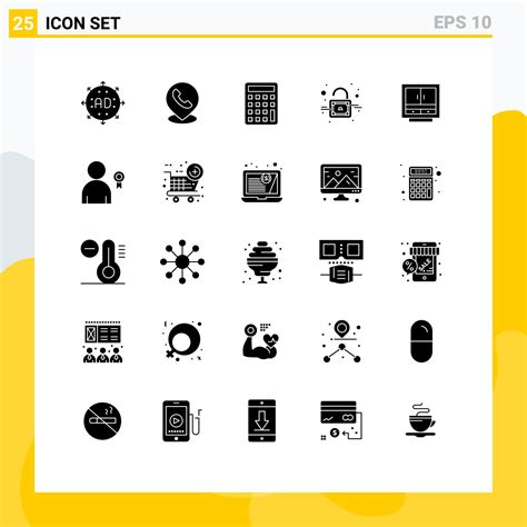 25 Thematic Vector Solid Glyphs And Editable Symbols Of Drawer Cabinet Location Unlock Lock