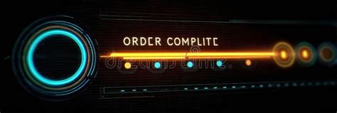 Progress Bar Indicating Order Complete In Glowing Animation Style With Accented Colors