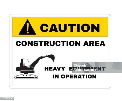 사고 예방 표지판 주의 보드 메시지 주의 건설 지역 중장비 작동 조심하고 조심 기호 경고 기호 도로 기호 및 교통 기호 벡터 그림 가리키기에 대한 스톡 벡터 아트 및 기타