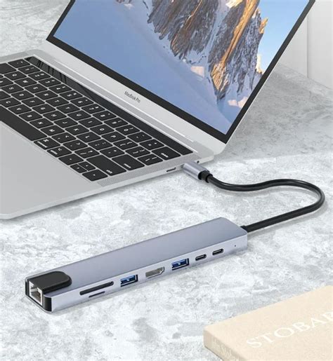Port Usb C Hub In Docking Station Splitter Type C Hub Adapter Card Reader Rj Usb To