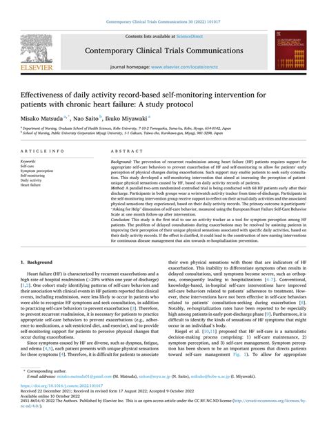Pdf Effectiveness Of Daily Activity Record Based Self Monitoring Intervention For Patients