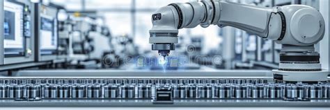 Robotic Assembly Line Fabricating Power Cells Efficiently Stock Illustration Illustration Of