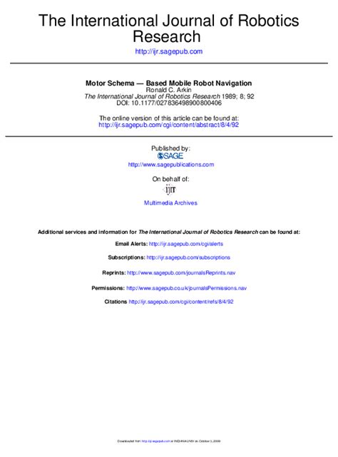 Pdf Motor Schema — Based Mobile Robot Navigation