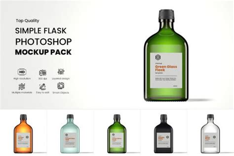 Rectangular Flask Mockup Pack Graphic By Designer Dude · Creative Fabrica