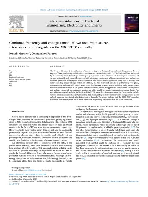 Pdf Combined Frequency And Voltage Control Of Two Area Multi Source