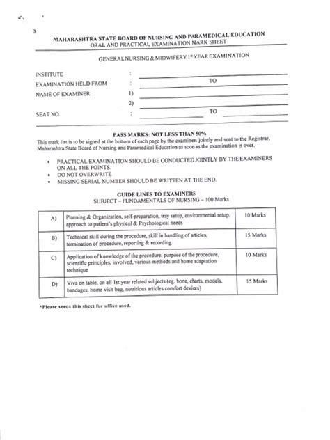 Gnm Oral Practical Examination Sheet Pdf