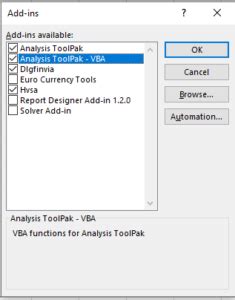 VBA Using The Analysis ToolPak In VBA Automate Excel