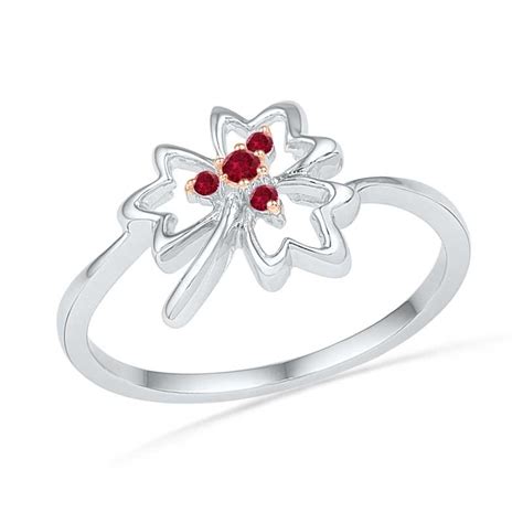 Lab Created Ruby Maple Leaf Ring In Sterling Silver Peoples Jewellers