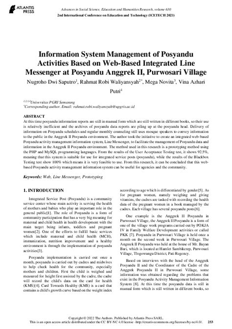 Pdf Information System Management Of Posyandu Activities Based On Web Based Integrated Line