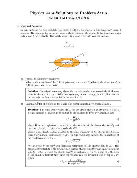 Problem Set 03 Solutions 2017 Physics 2213 Solutions To Problem Set 3 Due 430 Pm Friday 2
