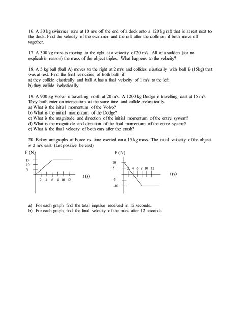 Impulse Momentum Conservation Worksheet Pdf
