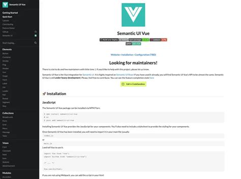 Semantic Ui Vue By Semantic Ui Vue A Vue Template Built At Lightspeed