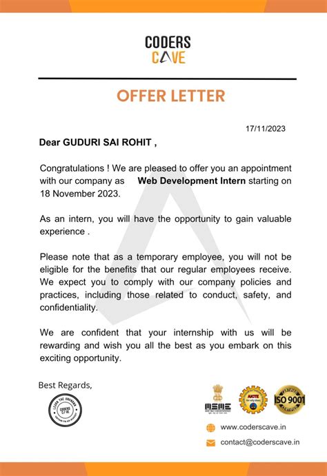 Coderscave Webdevelopment Internshipoffer Sai Rohit Guduri