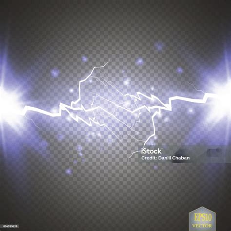 스파크 블루 추상 에너지 충격 폭발 특별 한 조명 효과 벡터 발광 전력 번개 클러스터입니다 투명 한 배경에서 전기 방전입니다